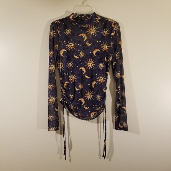 Hot Topic | Tops | Hot Topic Cosmic Aura Blue Sun And Moon Long Sleeve ...